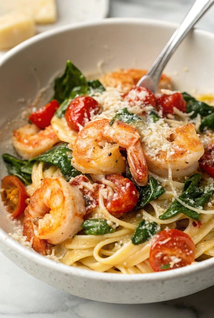 Tomato Spinach Shrimp Pasta – A Quick & Flavorful One-Pan Meal! - The Food Journal